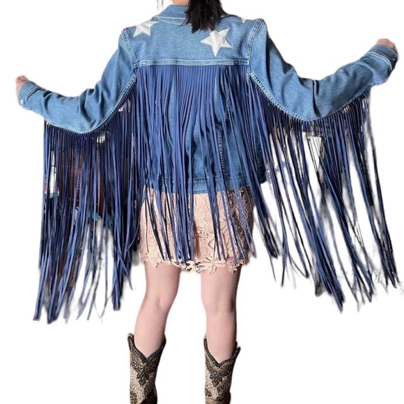 Idyllwind | Jackets & Coats | Rare Idyllwild Stars Denim Fringe Jacket ...